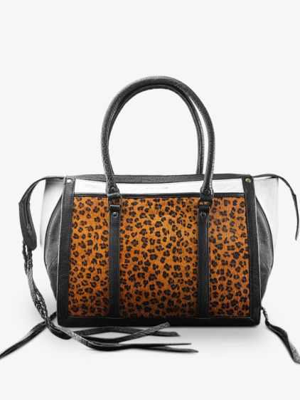 LeRive Droite L Léopard Noir / Blanc - sac a main cuir business Noir ...